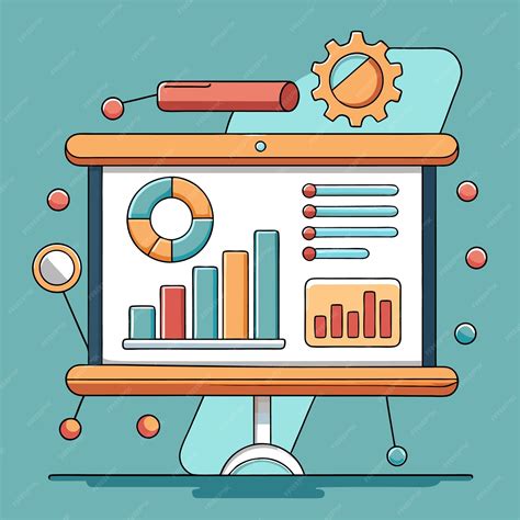 Computer Screen Displaying Data Visualization And Analytics Premium Ai Generated Vector