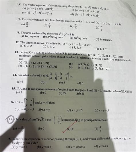 9 The Vector Equation Of The Line Joining The Points 3 −2 −5 And 3 −2