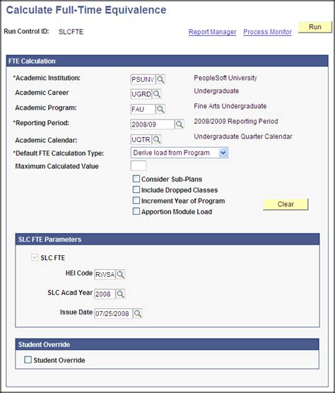 Running The Calculate FTE Process