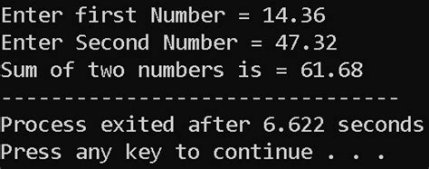 C Program To Additon Of Two Numbers Wisdomatrix