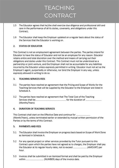 Teaching Contract Etsy