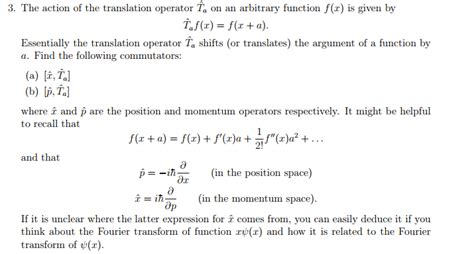solved 3 the action of the translation operator ta on an