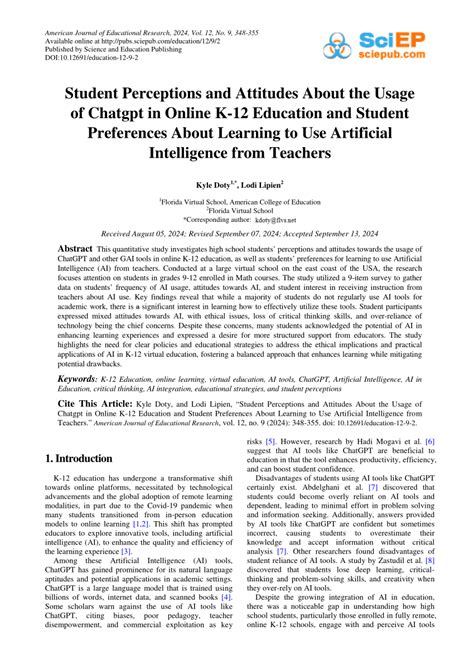 (PDF) Student Perceptions and Attitudes About the Usage of Chatgpt in Online K-12 Education and ...