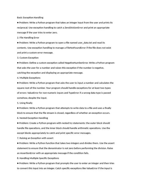 Basic Exception Handling Pdf Python Programming Language Numbers