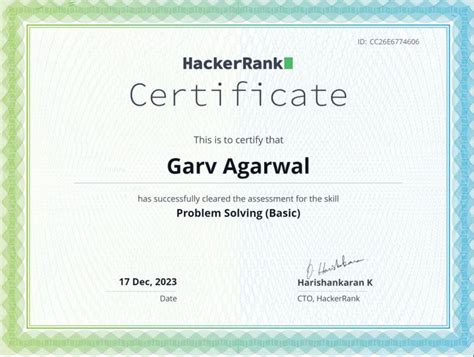 Hackerranks Problem Solving Certification Garv Agarwal Posted On The