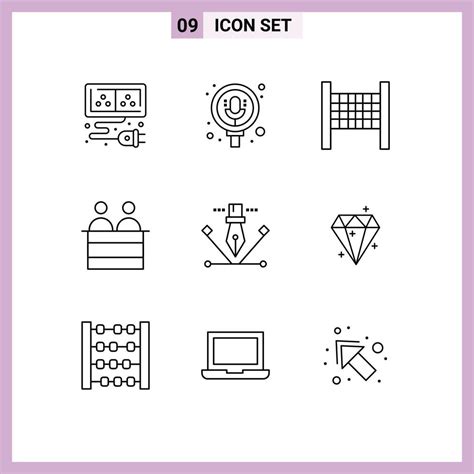 Set Of 9 Commercial Outlines Pack For Pen Tool Designing Net Artwork Jury Editable Vector Design