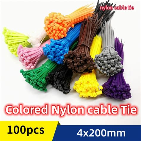 Colored Nylon Cable Ties 4x200mm Actual Width 3 6mm 100pcs Pack