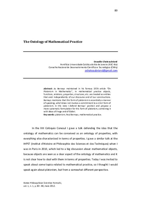 Pdf The Ontology Of Mathematical Practice