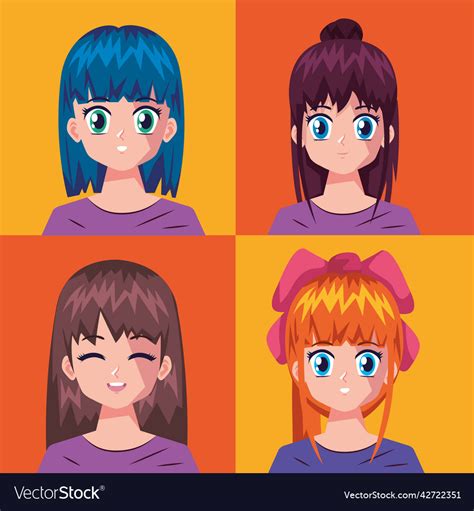 Anime Four Girls Cartoon