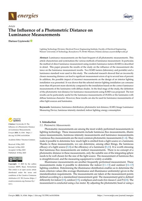 Pdf The Influence Of A Photometric Distance On Luminance Measurements