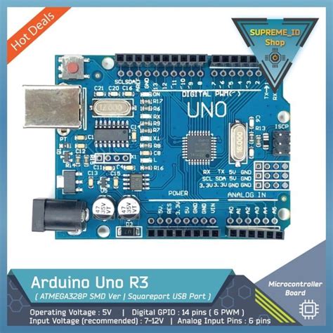 Jual Hd88 Arduino Uno R3 Atmega328p Smd Ver 8 Bit Arduino