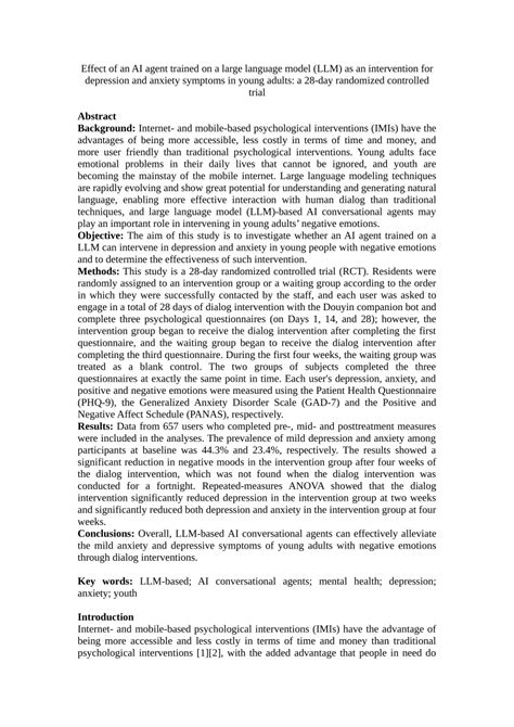 Pdf Effect Of An Ai Agent Trained On A Large Language Model Llm As An Intervention For