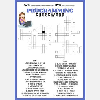 COMPUTER PROGRAMMING Crossword Puzzle Worksheet Activity By Mind Games Studio