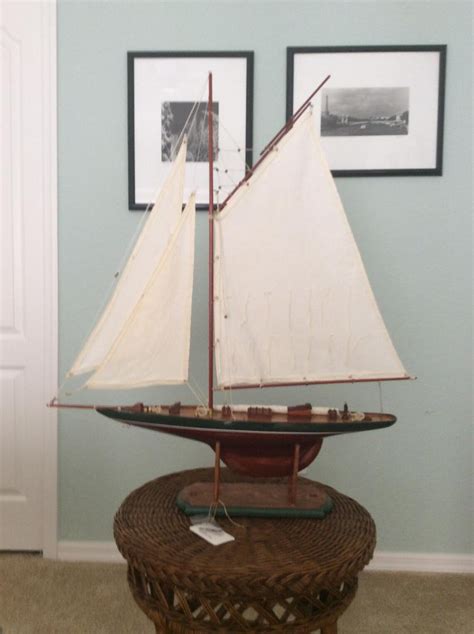 Model Vintage Sloop Schooner Sailboat J Class Restored Nautical Etsy