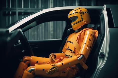 Premium Ai Image Safety Test Crash Dummy In Test Car Simulation Generative Ai
