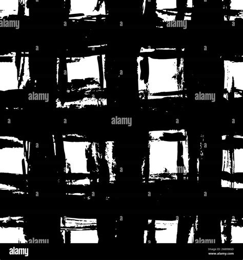 Hand Drawn Dry Brush Grid Seamless Pattern Stock Vector Image Art Alamy