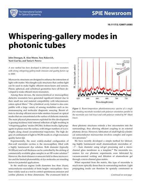 Pdf Whispering Gallery Modes In Photonic Tubes