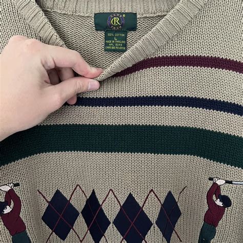 Vintage 1990s Essential Knit Embroidered Grandpa Depop