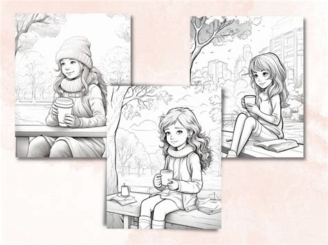 25 Coffee Lover Girl Coloring Book Printable Pdf Pretty Etsy