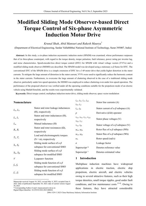 Pdf Modified Sliding Mode Observer Based Direct Torque Control Of Six