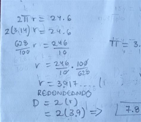 Si La Longitud De Una Circunferencia Es De 24 6cm ¿cuál Es El Valor De Su Diámetro Explicacion