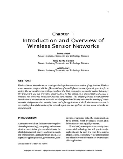 Pdf Introduction And Overview Of Wireless Sensor Networks