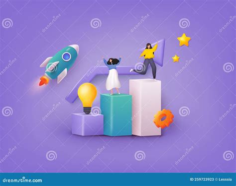 Partnership Team Work Startup Collaboration Target Business 3d Web Vector Illustrations
