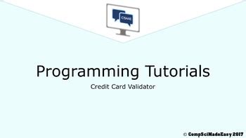 Python Programming Credit Card Number Validator By Compscimadeeasy