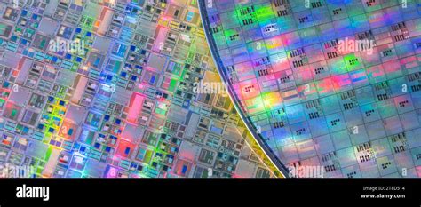 Silicon Wafers With Microchips Used In Electronics For The Fabrication Of Integrated Circuits