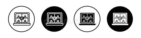 Online Meeting Flat Line Icon Set Online Meeting Thin Line Illustration Vector Stock Vector