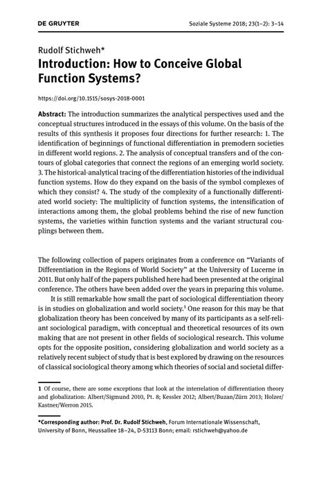Pdf Introduction How To Conceive Global Function Systems