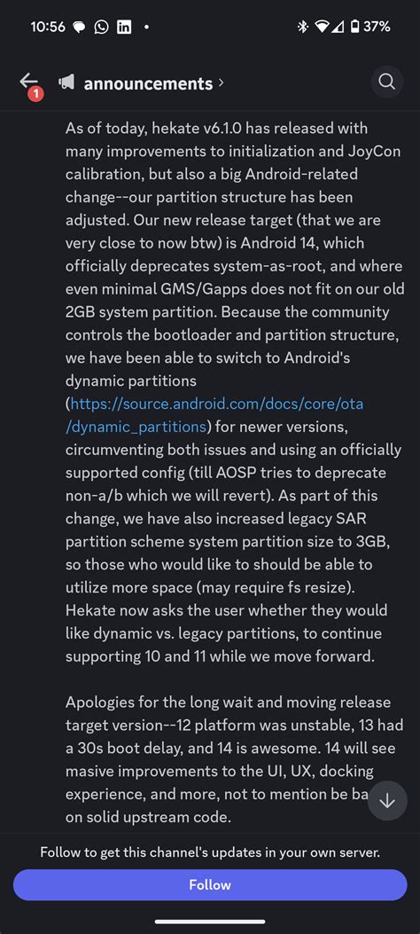 switchroot announced android 14 in discord for nintendo switch r