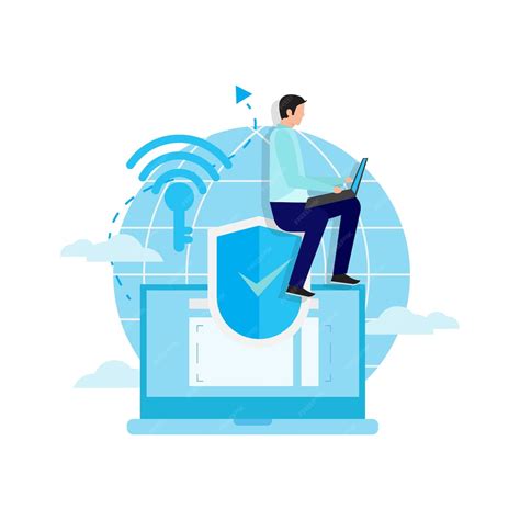 Premium Vector Digital Data Security Concept Flat Vector Illustration