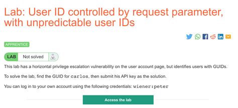 Portswiggers User Id Controlled By Request Parameter With