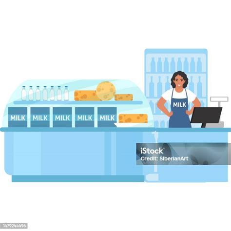 유제품 아이콘 벡터 우유 가게와 책상 카운터에서 판매자 건강한 생활방식에 대한 스톡 벡터 아트 및 기타 이미지 건강한 생활방식 건강한 식생활 공동체 Istock