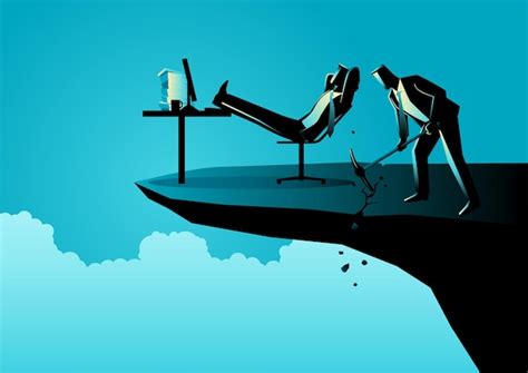 Premium Vector Businessman With Pick Axe Digging The Edge Of Rock To