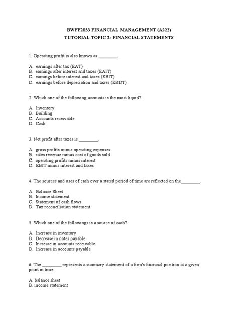 A222 Tutorial Topic 2 Question Pdf