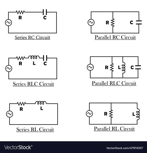 Different Types Of Electric Circuit Isolated Vector Image