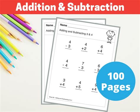 Addition And Subtraction Facts 0 9 Math Facts Worksheets Etsy