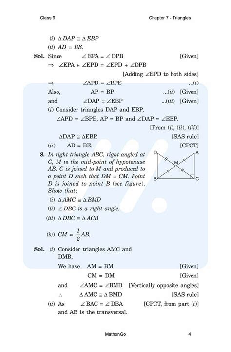Ncert Solutions For Class 9 Maths Chapter 7 Triangles Mathongo