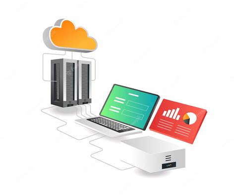 Premium Vector Isometric Illustration Concept Server Data Analysis