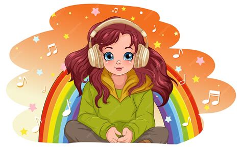 Premium Vector Girl Listening To Music With Headphone