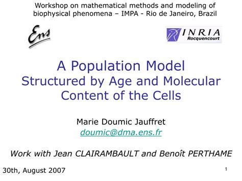Ppt A Population Model Structured By Age And Molecular Content Of The