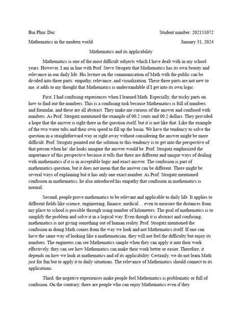 Reflection On Mathematic Pdf Mathematics Thought