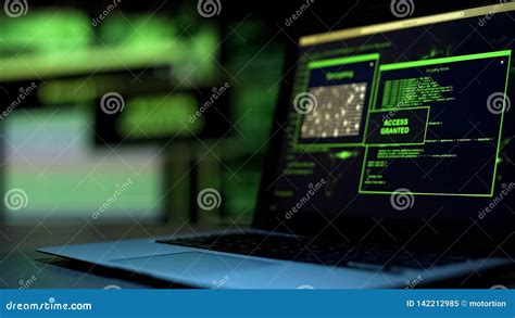 Message Access Granted Written On Screen Unauthorized Remote Control Of Account Stock Image