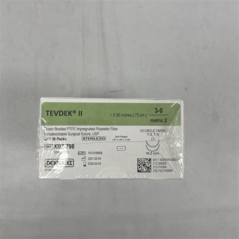New Teleflex Xb7 798 Tevdek Green Braided Suture 3 0 T 3 2n 30 Psm 18