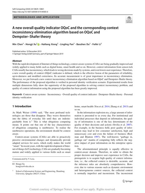 A New Overall Quality Indicator Oqoc And The Corresponding Context Inconsistency Elimination