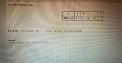 Solved Consider The Following Data Step 5 Of 5 Find The