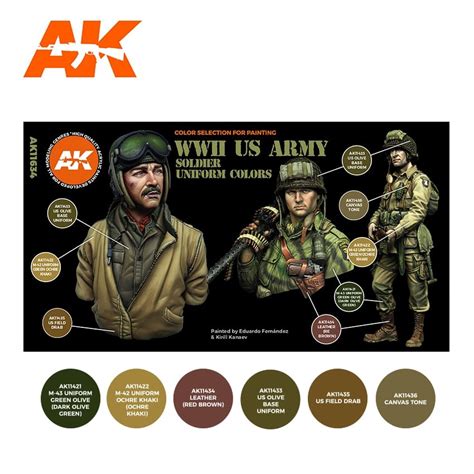Ak Interactive 3rd Gen Acryl Set Wwii U S Army Uniform Colors