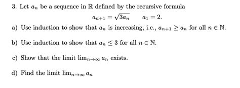 Solved Let An Be A Sequence In R Defined By The Recursive Chegg